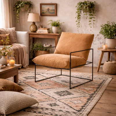 Drogheda Dining Chair - Tan Houseweave, Black Metal Frame