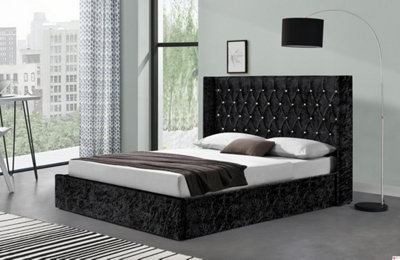 Black crushed velvet ottoman store