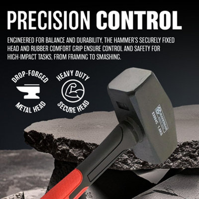 Drop Forged Stoning Hammer 3lb Short Rubber Handle Comfort Grip Fibreglass