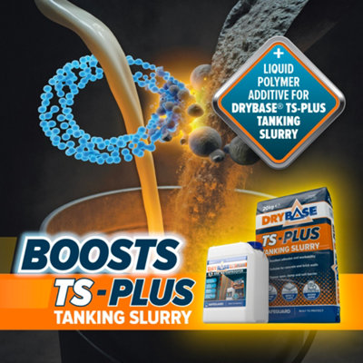 Drybase TS-PLUS Tanking Slurry (20kg & 5-Bar Waterproofer 4L) For ...