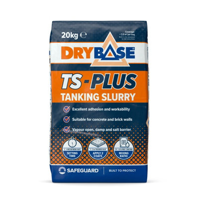Drybase TS Plus Tanking Slurry (20kg Grey) - Damp-Proof Coating for ...
