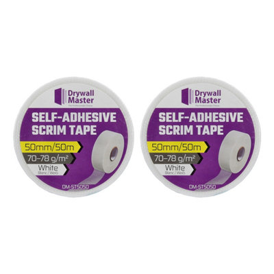 Drywall Master Scrim Tape 50mmX50m High Strength Self-Adhesive Pack of 2