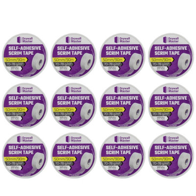 Drywall Master Scrim Tape 50mmX90m High Strength Self-Adhesive Pack of 12