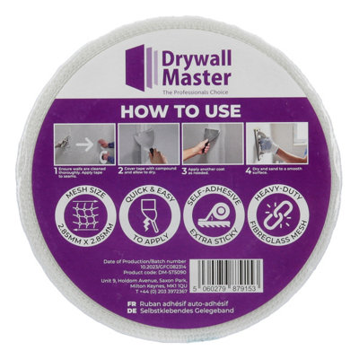 Drywall Master Self-Adhesive Scrim Tape White Heavy Duty Fiberglass ...