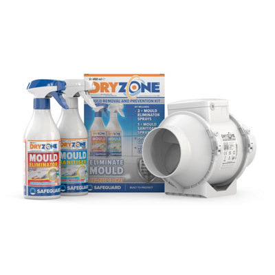 Dryzone In-Line Extractor Fan & Mould Removal & Prevention Kit (3 x ...