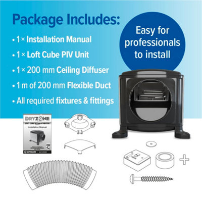 Dryzone Loft Cube Quiet PIV Unit with Heater - Whole-House Positive ...