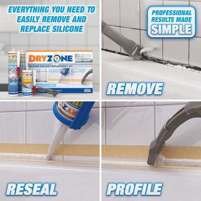 Dryzone Silicone Sealant Replacement Kit (Anti Mould) - Complete kit ...