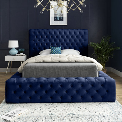 Royal blue velvet bed frame store