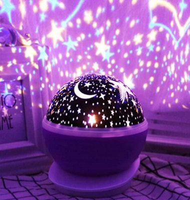 DS Living Moon and Star Projector Night Light for Children Purple