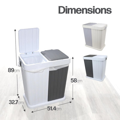 Dual Bin With Push Open Closure Double Compartment Waste & Recycling ...