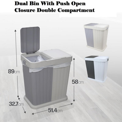 Dual Bin With Push Open Closure Double Compartment Waste & Recycling ...