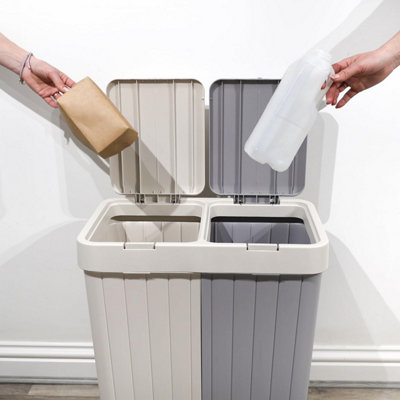 Dual Bin With Push Open Closure Double Compartment Waste & Recycling ...