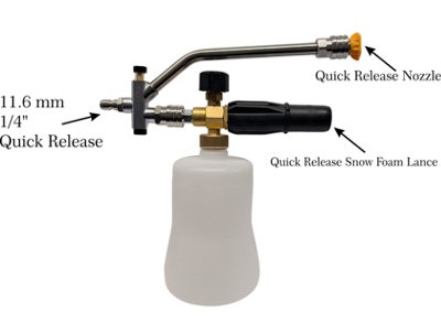 Dual Connector Lance Brass Snow Foam Lance 4 Nozzles 11.6 mm 1/4" Quick ...