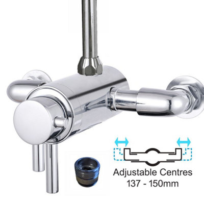 Dual Control Thermostatic Exposed Shower Mixer Valve 137mm 150mm 3/4 ...