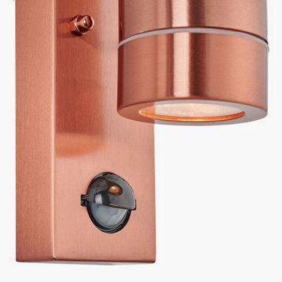 Dual Copper PIR Wall Light Outdoor Garden Metal Wall Lights