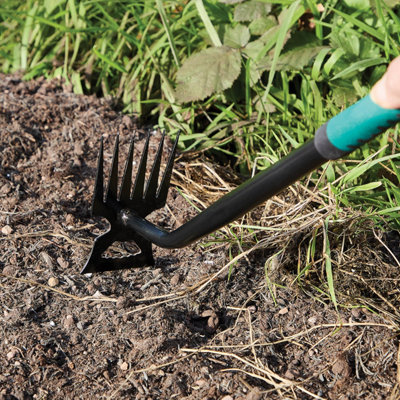 Dual Headed Weeder, 6-Pronged Fork for Deep Roots and Super-Sharp Hoe ...