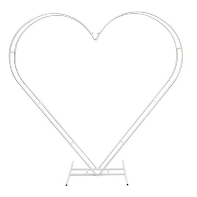 Dual Heart Gold Arch Stand Metal Frame - 6.8ft x 6.5ft , White