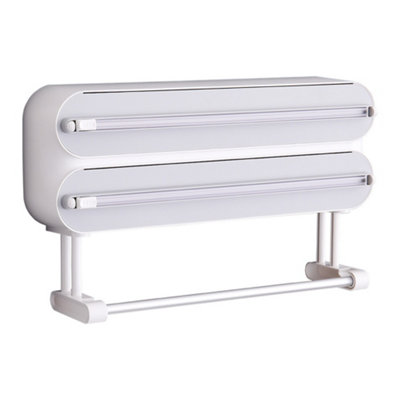 Dual Layer Magnetic Plastic Wrap Cling Film Dispenser with Cutter