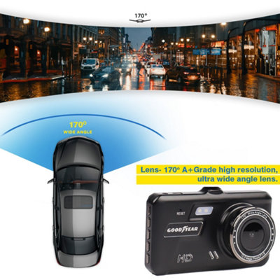 Dual Lens Touch Screen Dash Cam with Reverse Camera 4" HD Display Night ...