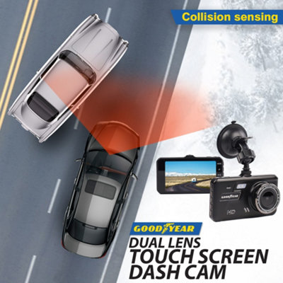 Dual Lens Touch Screen Dash Cam with Reverse Camera 4" HD Display Night ...