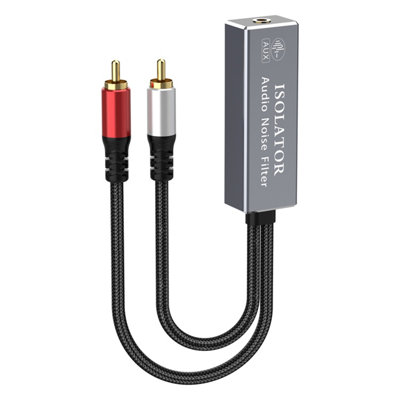 Dual RCA Male to 3.5mm Female Ground Loop Isolator Hum Eliminator