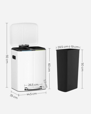 Dual Rubbish Bin, 2 x 20L Trash Can, Metal Step Bin, with Dual ...