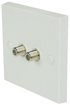 Dual Satellite F Connector Wall Plate Cable Outlet with Screw Fitting