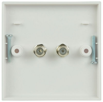 Dual Satellite F Connector Wall Plate Cable Outlet with Screw Fitting