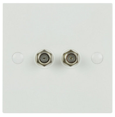 Dual Satellite F Connector Wall Plate Cable Outlet with Screw Fitting