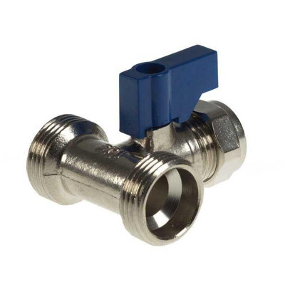 Dual Washing Machine Appliance Valve Tee Compression 15mm x 3/4 x 3/4 ...