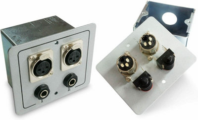 Dual XLR & 6.35mm Microphone Mic Outlet Wall Face Plate - Fixings Included