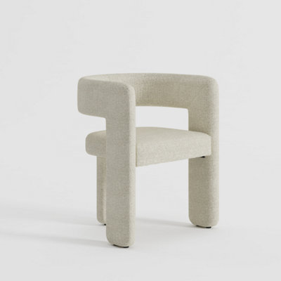 Duarte Dining Chair Greige Fabric Contemporary Curved Seat and Backrest ...