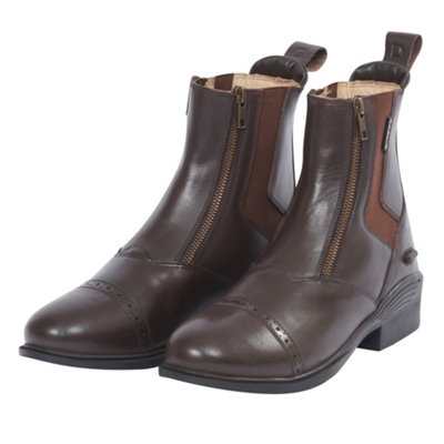 Dublin Evolution Adults Double Zip Front Leather Paddock Boots Brown (8 UK)