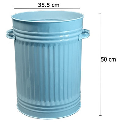 Duck Egg Blue Metal Bin Retro Bin Tapered Galvanised Dustbin Vintage ...