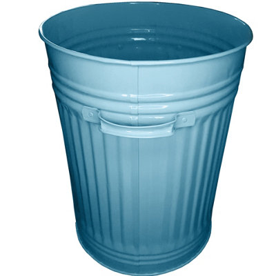 Duck Egg Blue Metal Bin Retro Bin Tapered Galvanised Dustbin Vintage ...