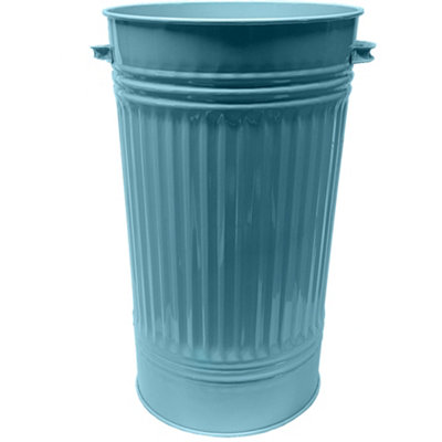 Duck Egg Blue Metal Bin Retro Bin Tapered Galvanised Dustbin Vintage ...