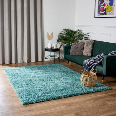 Duck Egg Blue Thick Shaggy Rug - California - 120x170cm (4'x5'8")