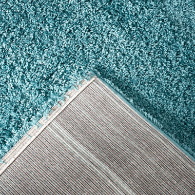 Duck Egg Blue Thick Shaggy Rug - California - 120x170cm (4'x5'8")