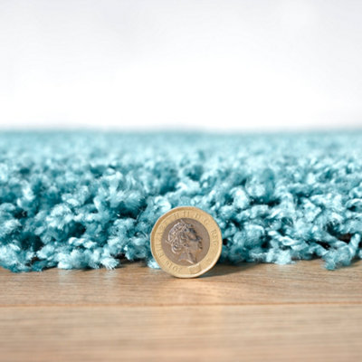 Duck Egg Blue Thick Shaggy Rug - California - 60x230cm (2'x7'8")