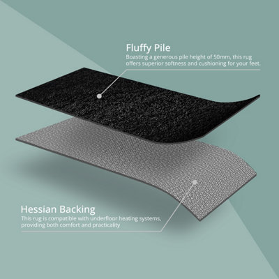 Duck Egg Blue Thick Shaggy Rug - California - 60x230cm (2'x7'8")