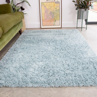 Duck Egg Blue Thick Soft Shaggy Area Rug 240x330cm