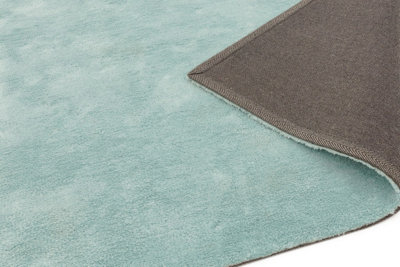 Duck Egg Modern Plain Easy to clean Rug for Bedroom & Living Room-120cm ...