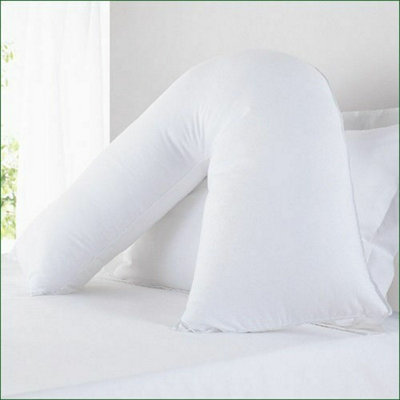 Duck Feather V Shaped Pillow with FREE White Pillowcase Orthopedic Head ...