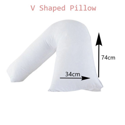Duck Feather V Shaped Pillow with FREE White Pillowcase Orthopedic Head ...
