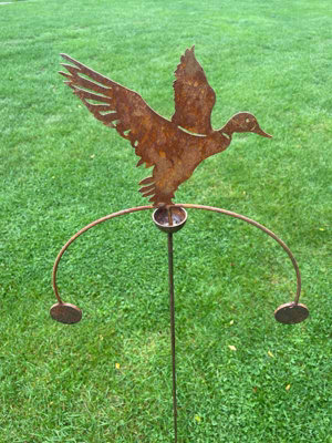 Duck Flying Wind Rocker Double Bare Metal/Ready to Rust - Steel - W54 x ...