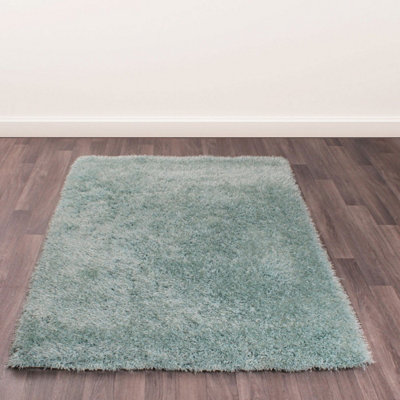 Duckegg Plain Shaggy Sparkle Handmade Easy to Clean Rug for Living Room ...