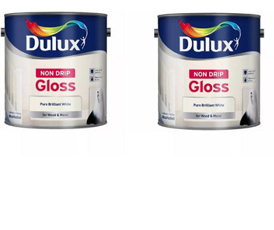 Dulux Non Drip Gloss Paint Pure Brilliant White 2.5L Pack of 2