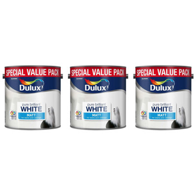 Dulux Pure Brilliant White Matt Paint 3L - Pack of 3