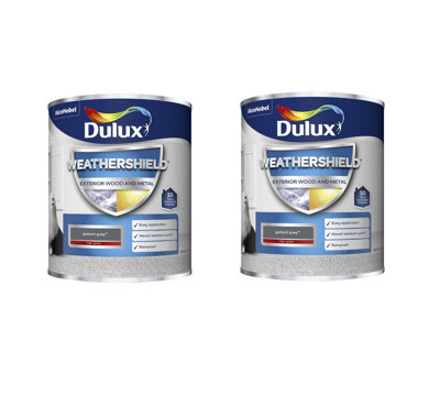 Dulux Weathershield Exterior Paint Gloss 750ml Gallant Grey Pack of 2