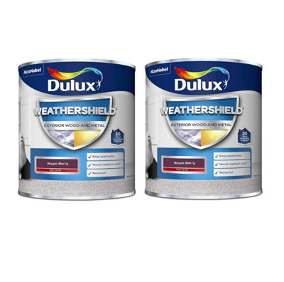 Dulux Weathershield Exterior Paint Gloss 750ml Royal Berry Pack of 2